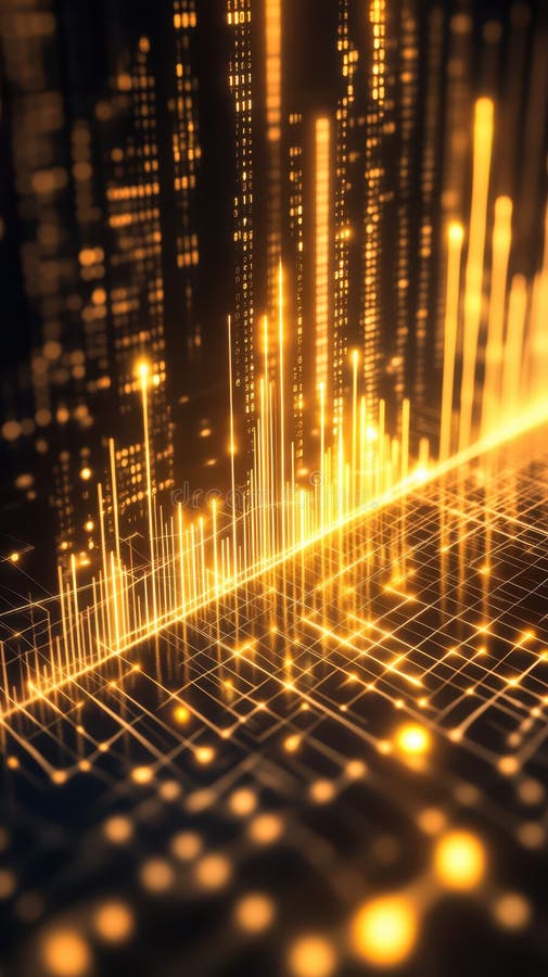 Abstract Financial Growth Chart Visualized with Glowing Lines and Data ...
