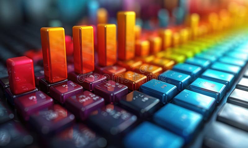 Abstract Financial Growth Concept with a Colorful Keyboard Visualizing ...