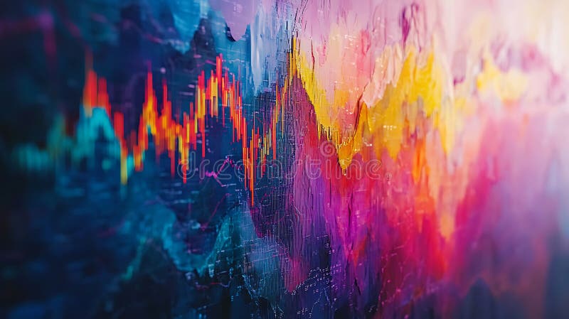 Abstract Financial Market Chart with Candlestick Pattern and Vibrant ...