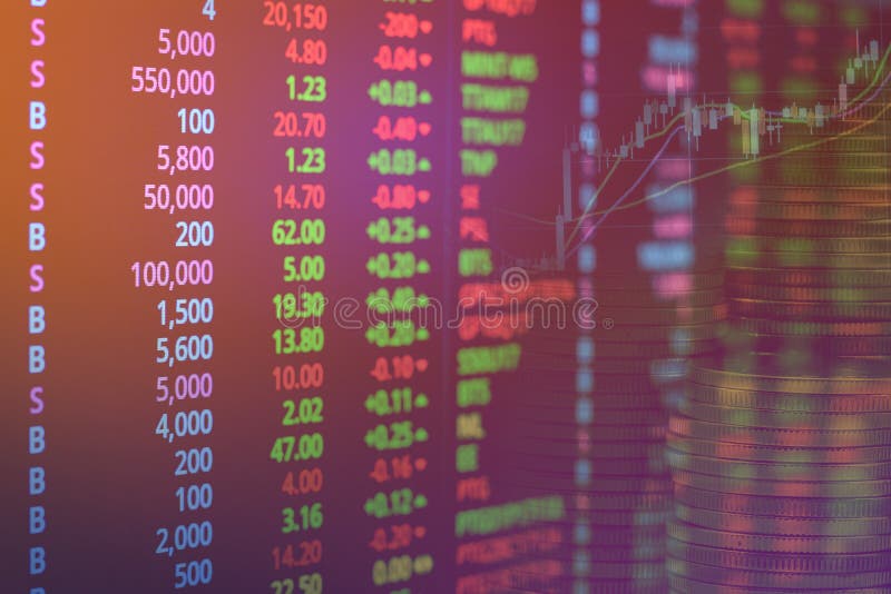 Abstract Financial Stock Numbers Chart with Graph and Stack of Coins in ...