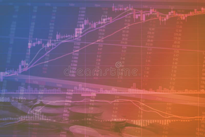 Abstract Financial Stock Numbers Chart with Graph and Stack of Coins in ...