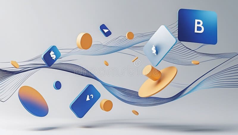 Abstract Financial Symbols Floating in Digital Space Stock Illustration ...