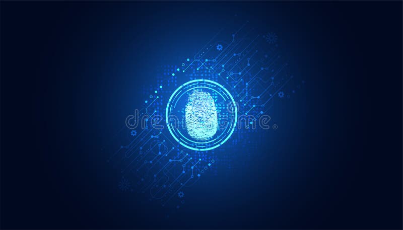 Fingerprint on Digital, Blue, Background, Concept, Safe Data Protection ...
