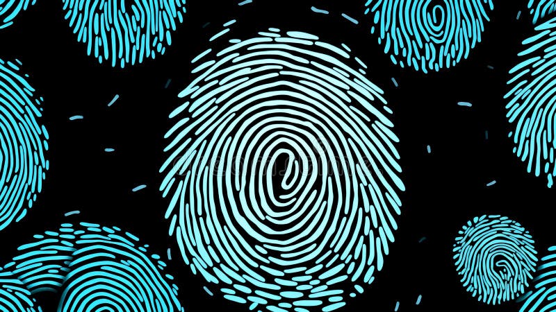 Abstract Fingerprint Pattern in Blue and Black Stock Illustration ...