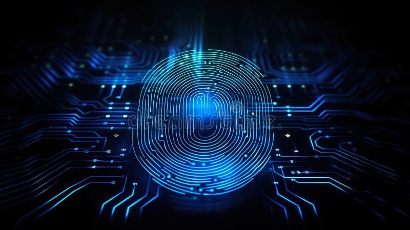 Abstract Fingerprint Scan Recognition. AI Generated Stock Illustration ...
