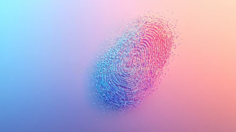 Abstract Fingerprint Shape in Vibrant Blue and Pink Gradient Background ...