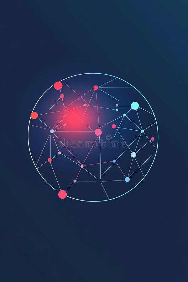 Abstract Fintech Icon Displayed on a Circular Gradient Background with Interconnected Financial ...