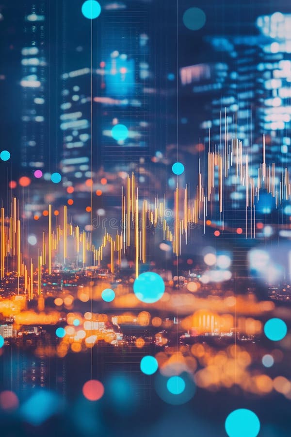 Abstract Fintech Logo Surrounded by Animated Light Trails and Digital ...