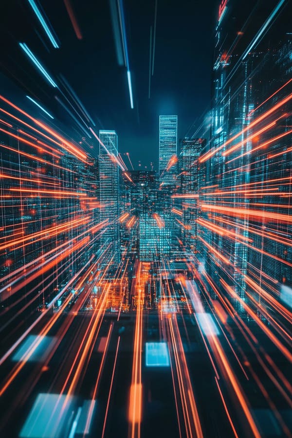 Abstract Fintech Logo Surrounded by Animated Light Trails and Digital ...