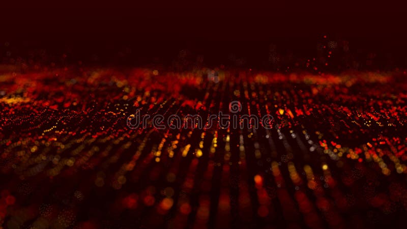 Abstract Fire Background with a Dynamic Wave. Wave of Particles ...