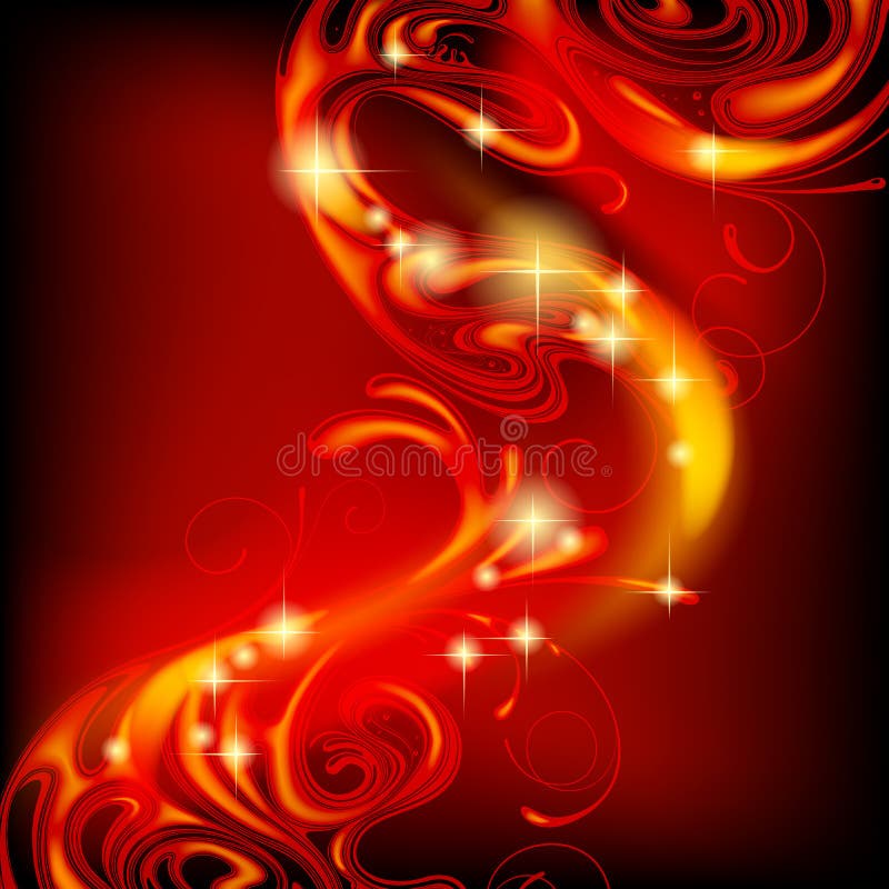 Abstract Red Fire Swirls on Black Background Stock Vector ...