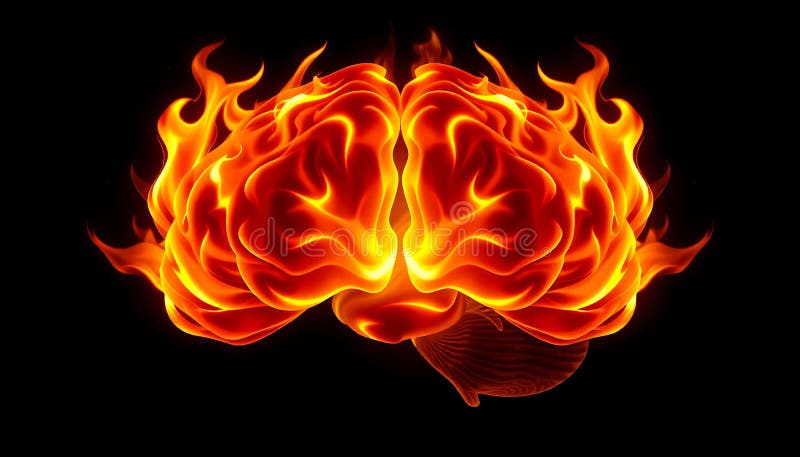 Abstract Fire Brain Shape Art, Showcasing Creative Design and Flame ...