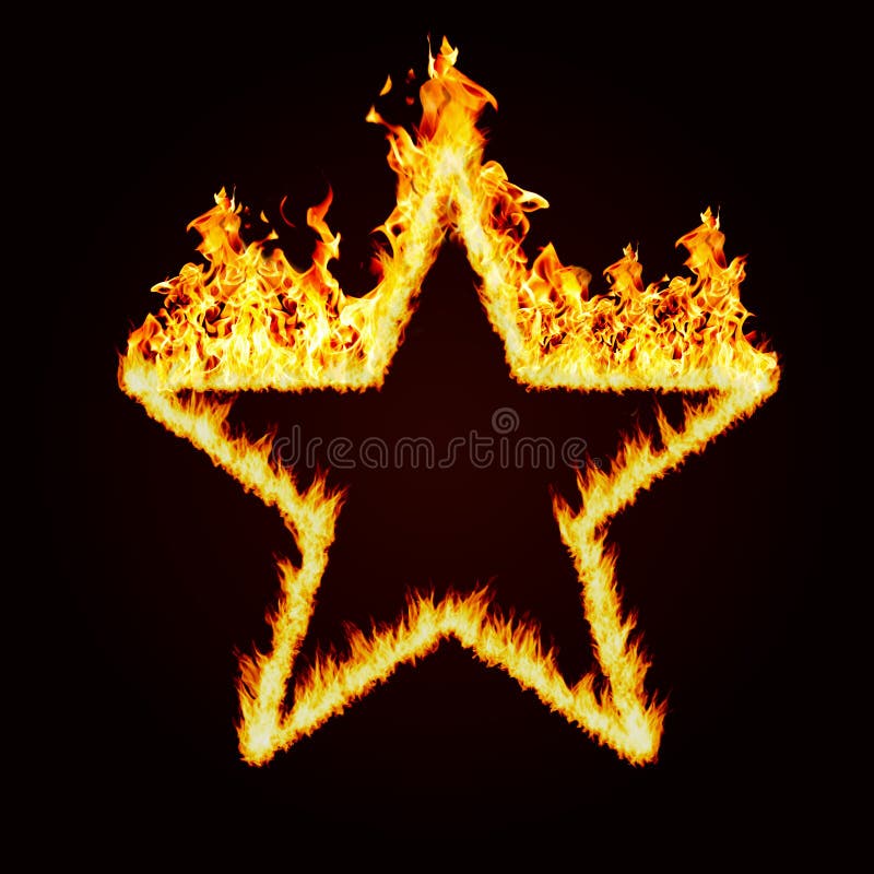 Abstract Fire Burning Star on Black Background. Elements for Graphic ...