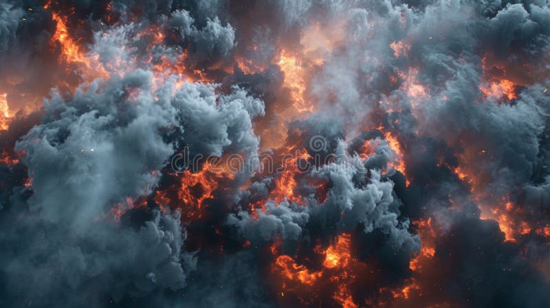 Abstract Fire and Cloud Explosion Texture Background. Inferno & Danger ...