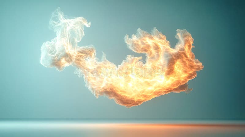 Abstract Fire Cloud Floating Over Blue Background Stock Image - Image ...
