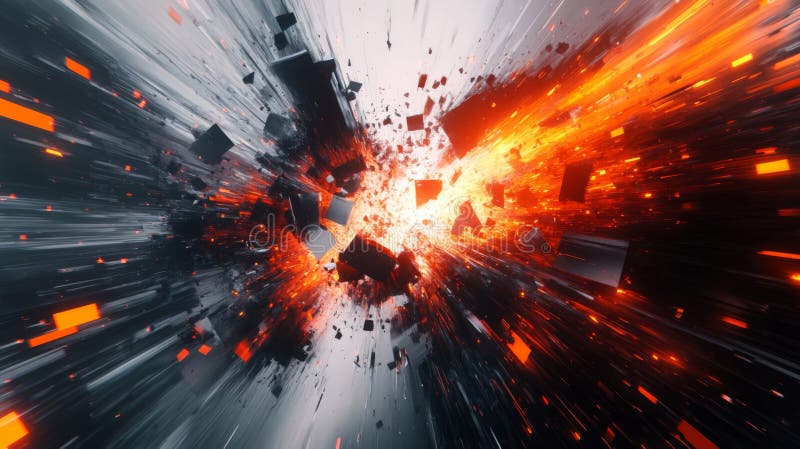 Abstract Fire Explosion with Geometric Fracture Particles in Dark and ...