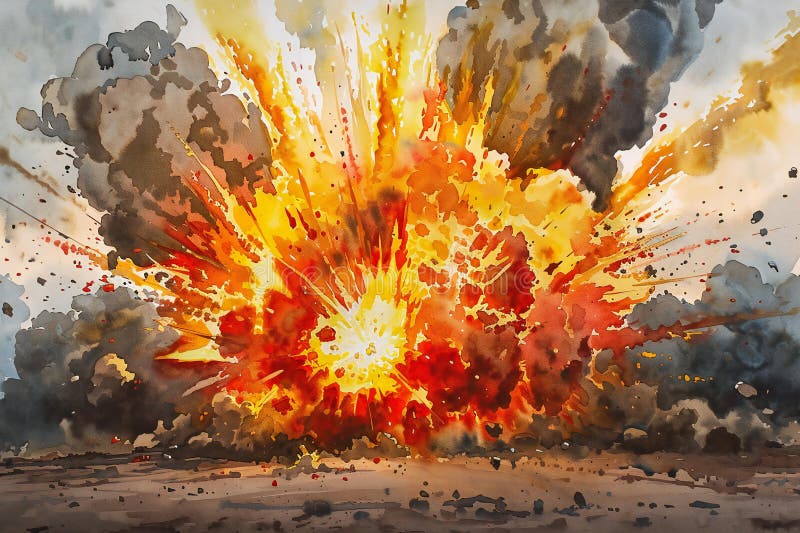 Abstract Fire Explosion with Smoke on the Ground Stock Illustration ...