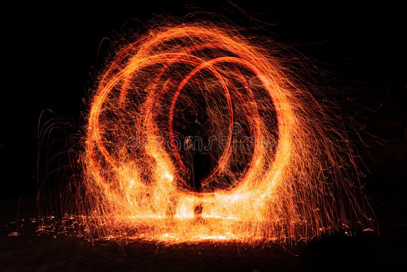 Abstract Fire Figure Burning Outdoor Stock Image - Image of dark ...