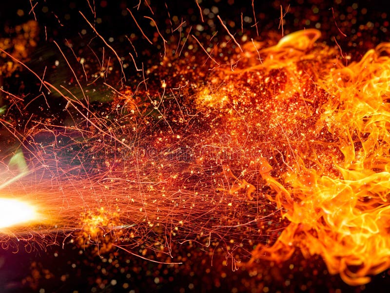 Exploding Abstract Fire Flame and Black Background Stock Image - Image ...