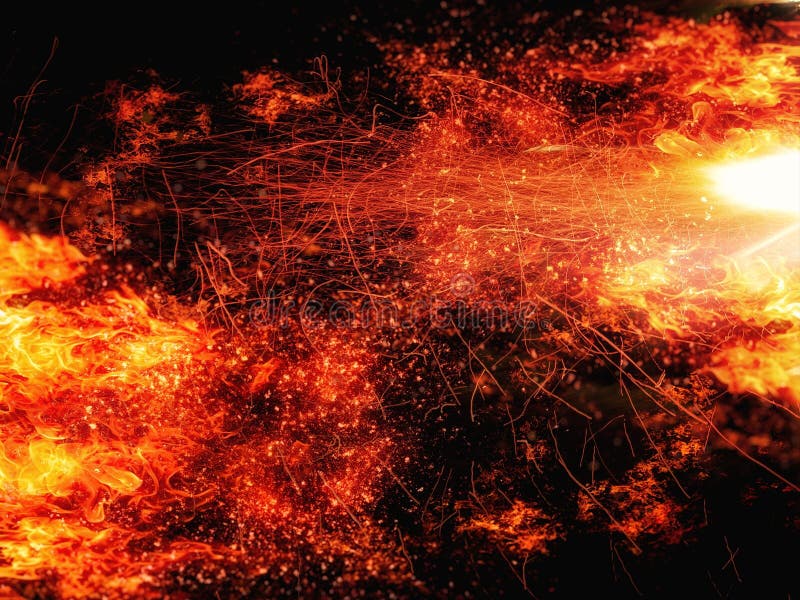 Exploding Abstract Fire Flame and Black Background Stock Illustration ...