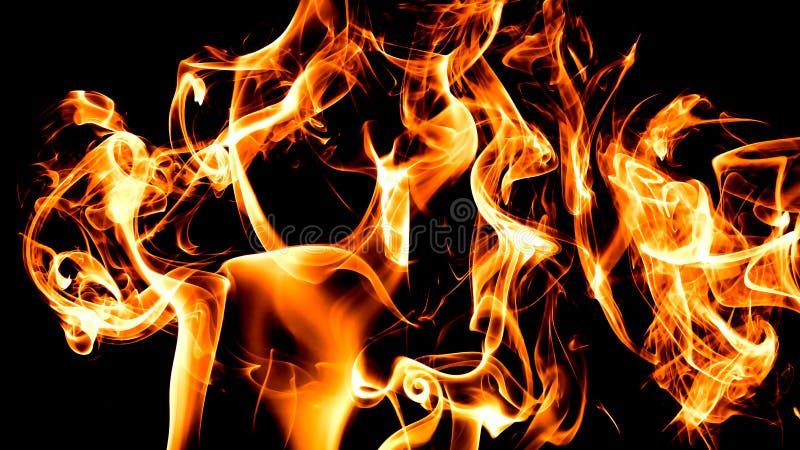 Fire Flame on Black Background Stock Illustration - Illustration of ...