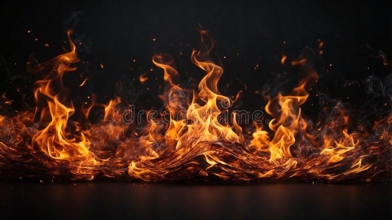 Abstract Fire Flames on a Black Background. Stock Image - Image of ...