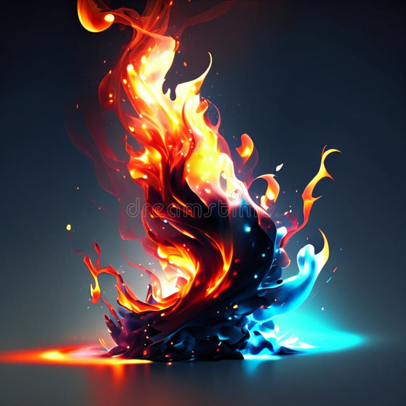 Abstract Fire Flames on a Black Background. 3d Rendering, 3d ...