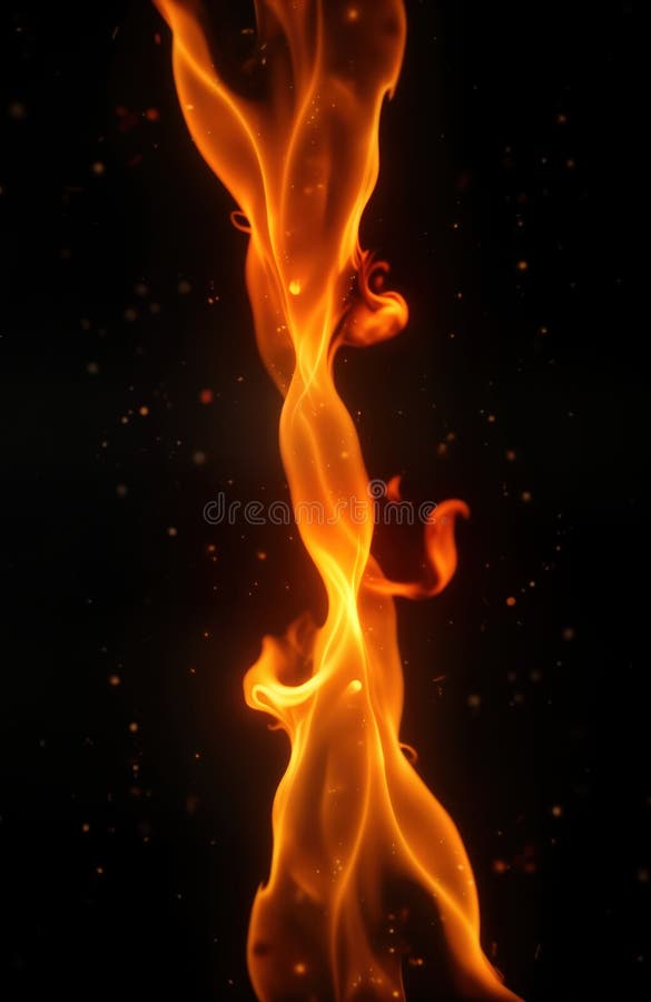 Abstract Fire Flames Blaze on Black Background. Orange Fire Patterns in ...