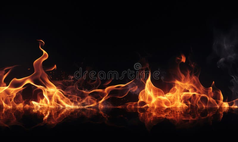 Abstract Fire Flames Isolated on Black Background Stock Illustration ...