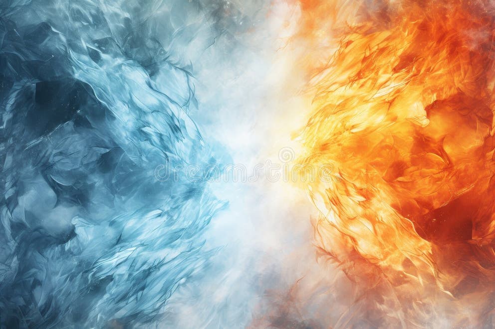 Abstract Fire and Ice Concept Background with Smoke and Empty Space ...