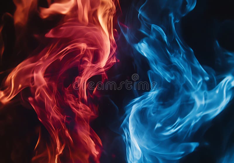 Abstract Fire and Ice Dance: a Mesmerizing Blend of Fiery Red and Icy ...