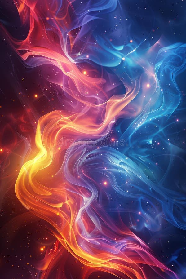 Abstract Fire and Ice Generated Using AI. Stock Illustration ...