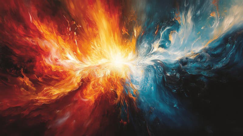 Abstract Fire and Ice Painting with Vivid Colors Stock Illustration ...