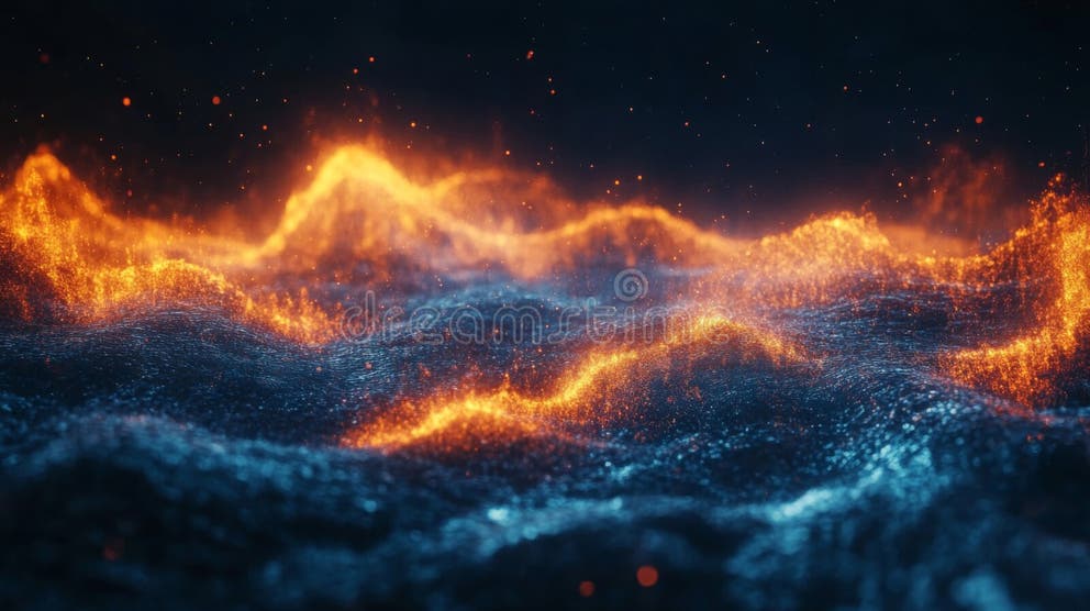 Abstract Fire and Ice Particles Background Stock Illustration ...