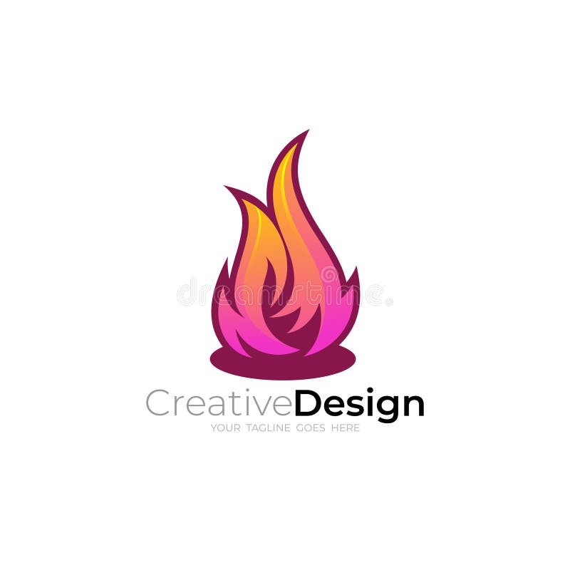 Abstract Fire Logo with Colorful Design Template Stock Vector ...