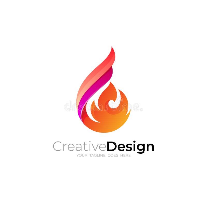 Abstract Fire Logo and 3d Colorful Design, Red Color Stock Vector ...
