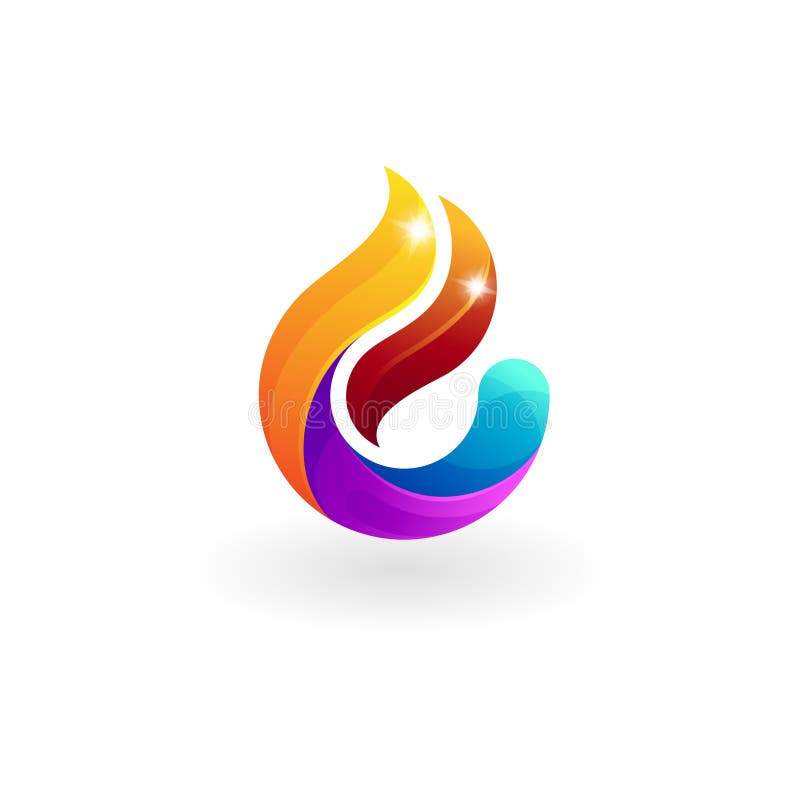 Abstract Fire Logo Design Illustration, Glossy Logos Stock Vector ...