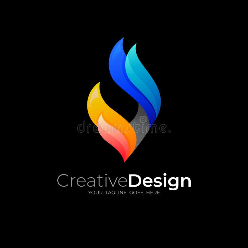 Abstract Fire Logo Design Modern, 3d Style Stock Vector - Illustration ...