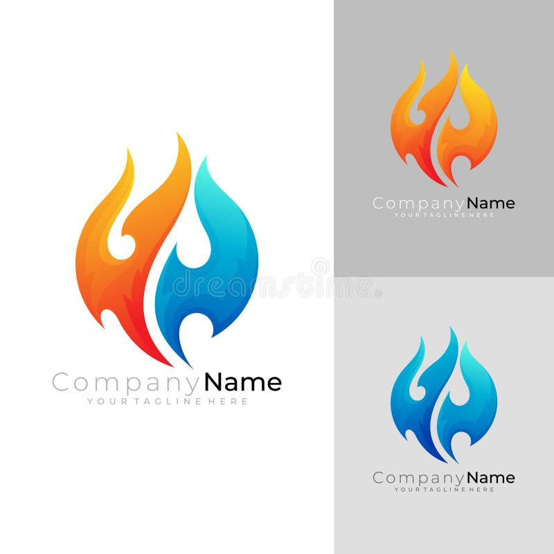 Abstract Fire Logo Design Template, 3d Colorful Icons Stock Vector ...