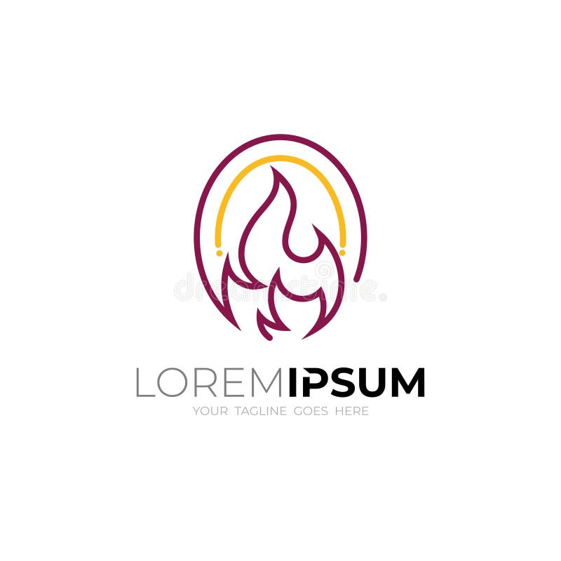 Abstract Fire Logo with Line Style Design, Red Color Stock Vector ...