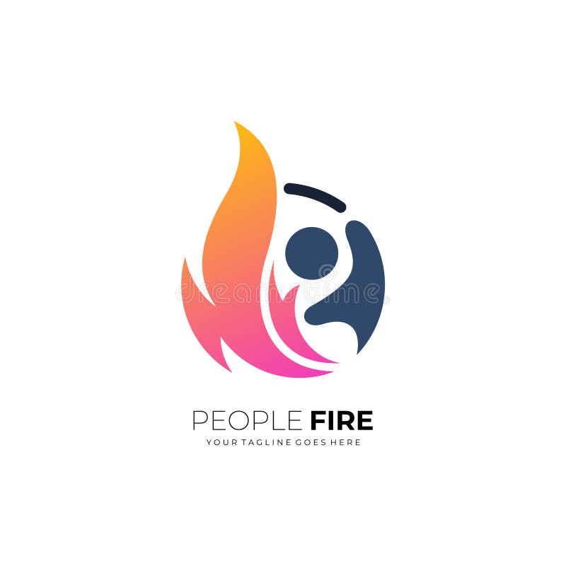 Abstract Hot Fire Logo and Hand People Design Template Stock Vector ...