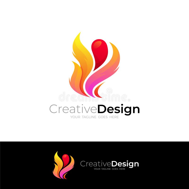 Abstract Fire Logo with Red Color, Burning Logos Stock Vector ...