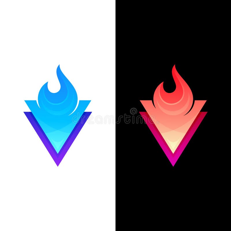 Fire Logo with Triangle Design Combination, Hot Stock Vector ...