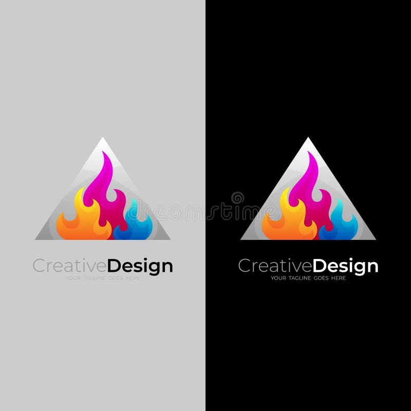 Fire Logo with Triangle Design Combination Stock Vector - Illustration ...