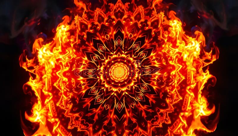 Abstract Fire Mandala Pattern, Representing Spiritual Art, Abstract ...