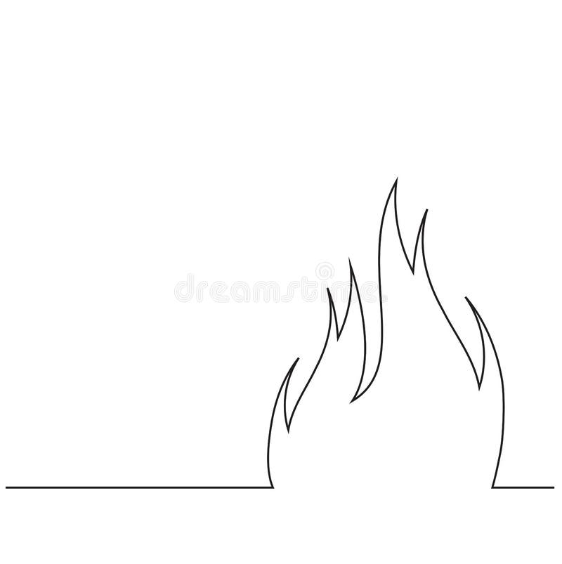 Abstract Fire in One Continuous Line Style. Minimalism Style Vector ...