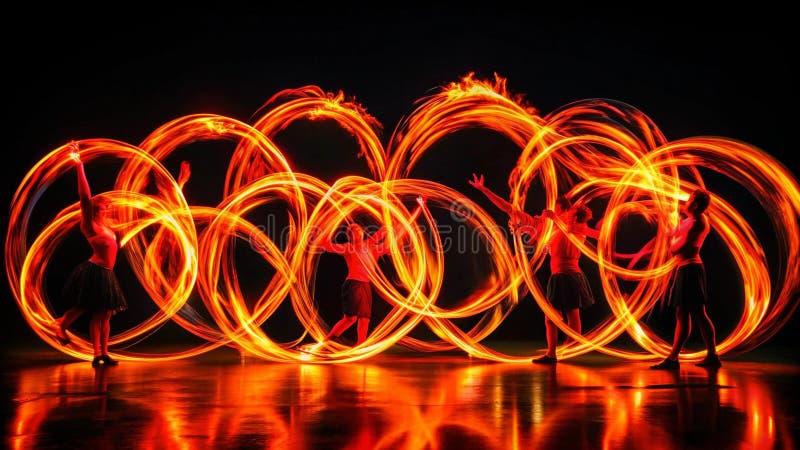 Abstract Fire Red Loop Lights Motion on a Vertical Background: a Visual ...