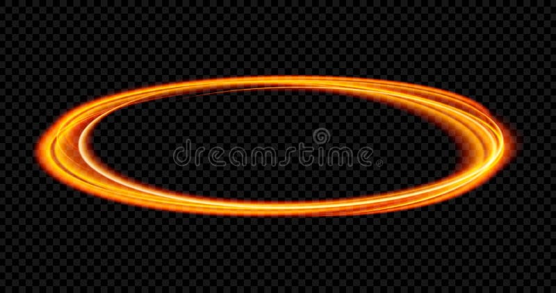 Abstract Fire Ring on a Dark Transparent Background. Vector Light ...