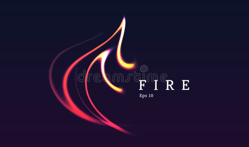 Abstract Fire Shaped Curved Lines of Bright Neon Glow Forming the Shape ...