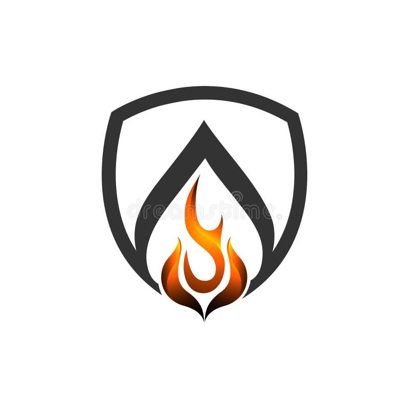 Fire Shield Vector Art Fire Flame In Shield Logo Template PNG Vector